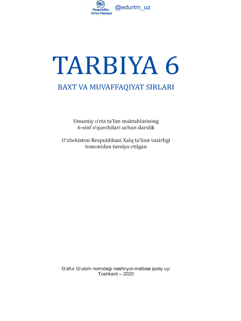 6 Sinf Tarbiya Darsligi N | PDF
