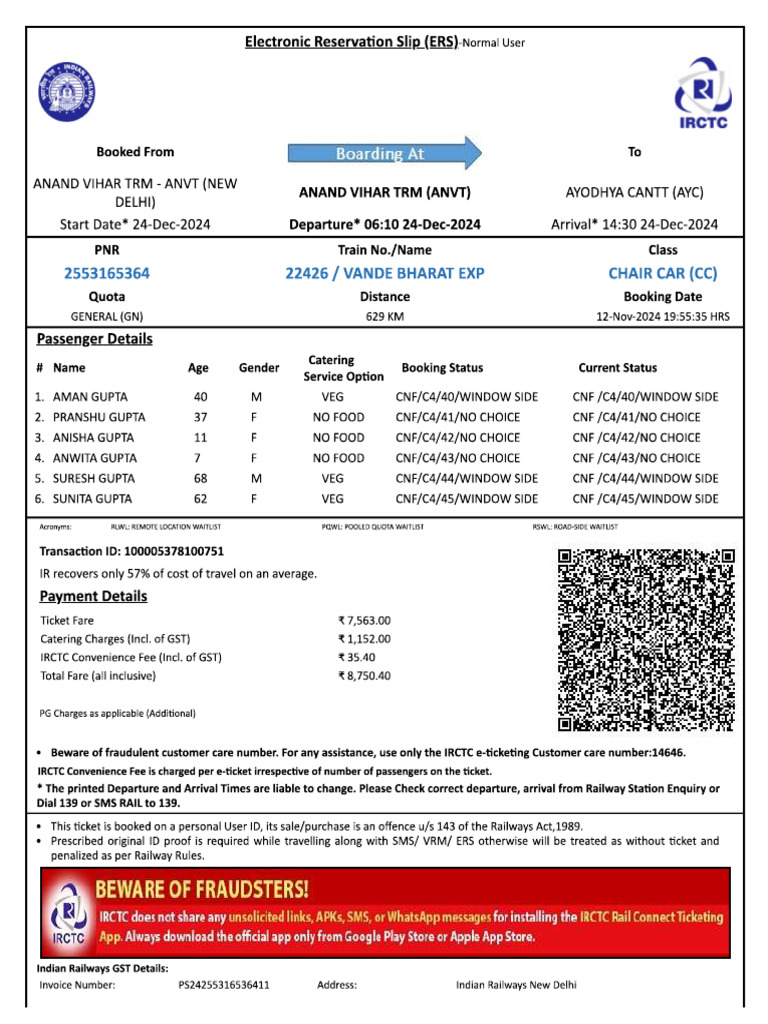 Ayodhya Ticket | PDF