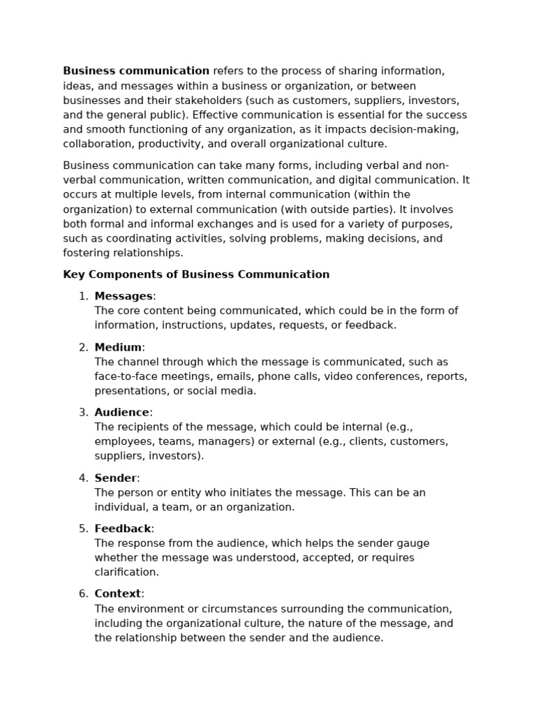 Business Communication Refers To The Process Of Sharing Information