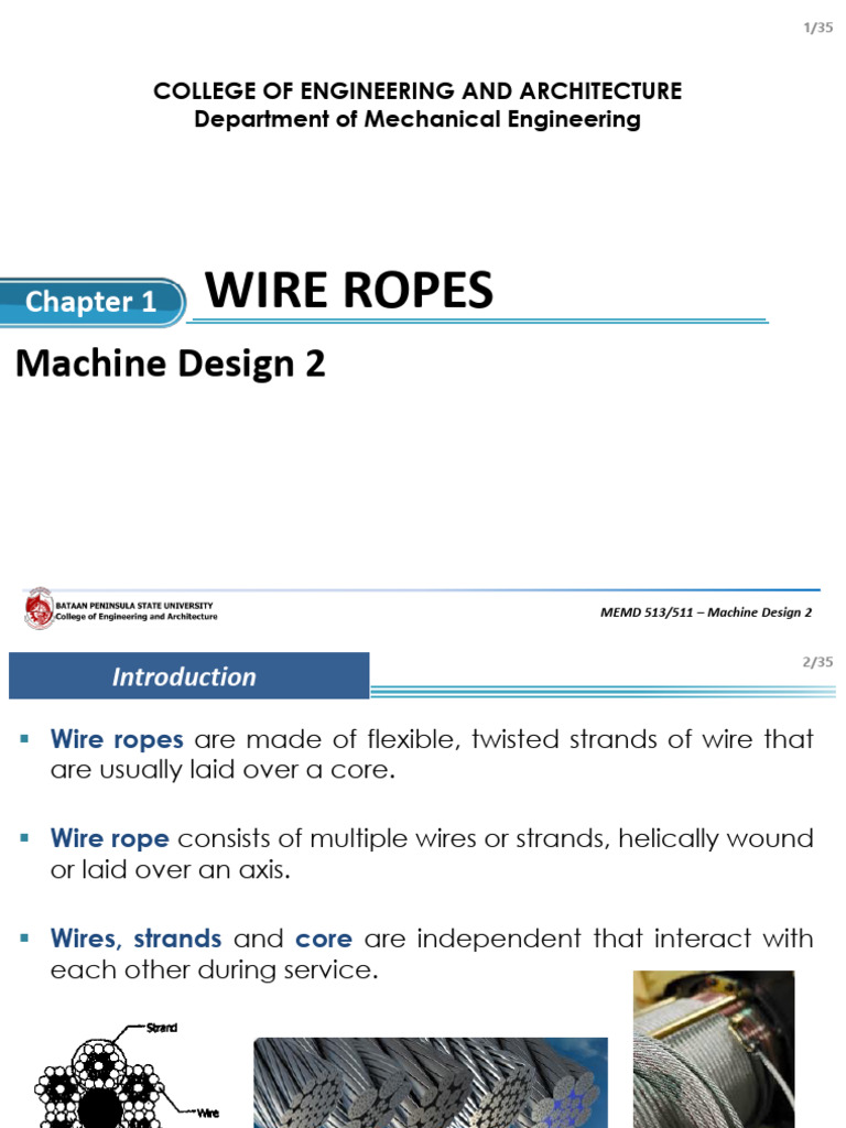 Wire Ropes - PPT Lecture | PDF | Wire | Rope
