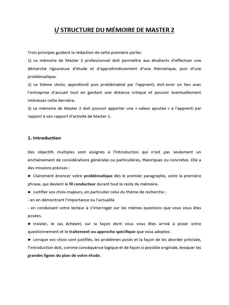 Guide de rédaction mémoire Master 2 | PDF | Business | Recherche d ...