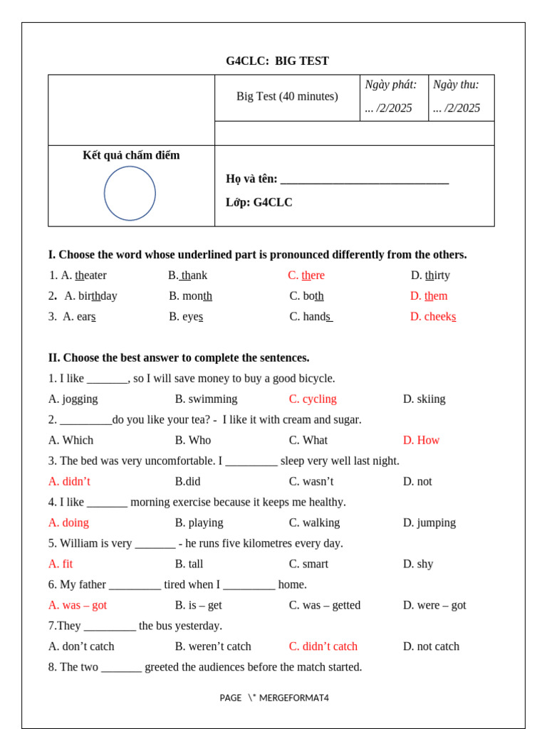 Big Test g4clc | PDF