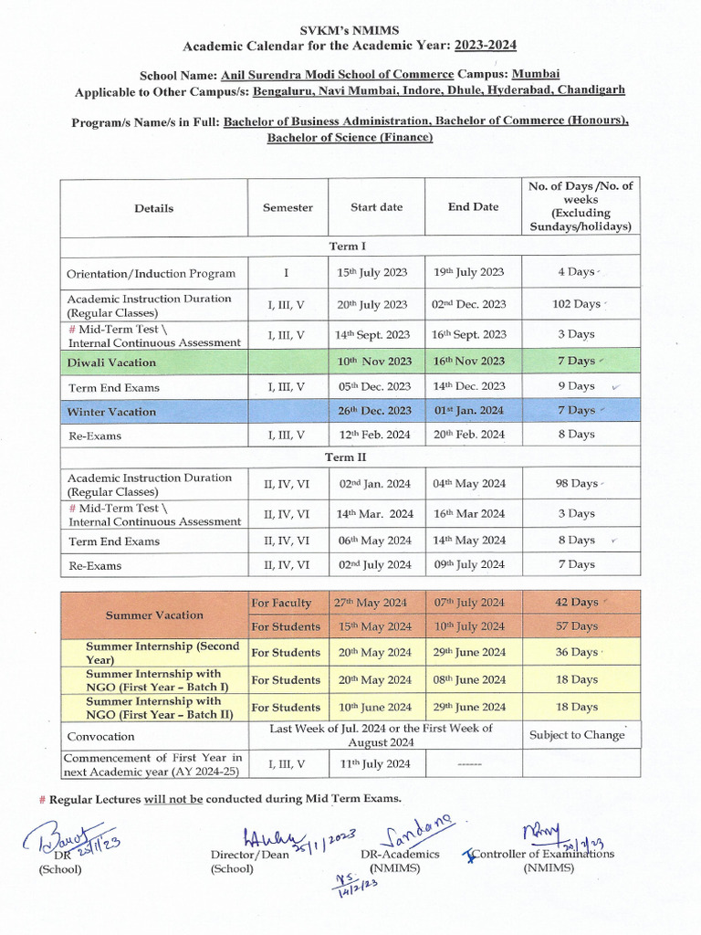 Academic Calendar 2023-24 | PDF