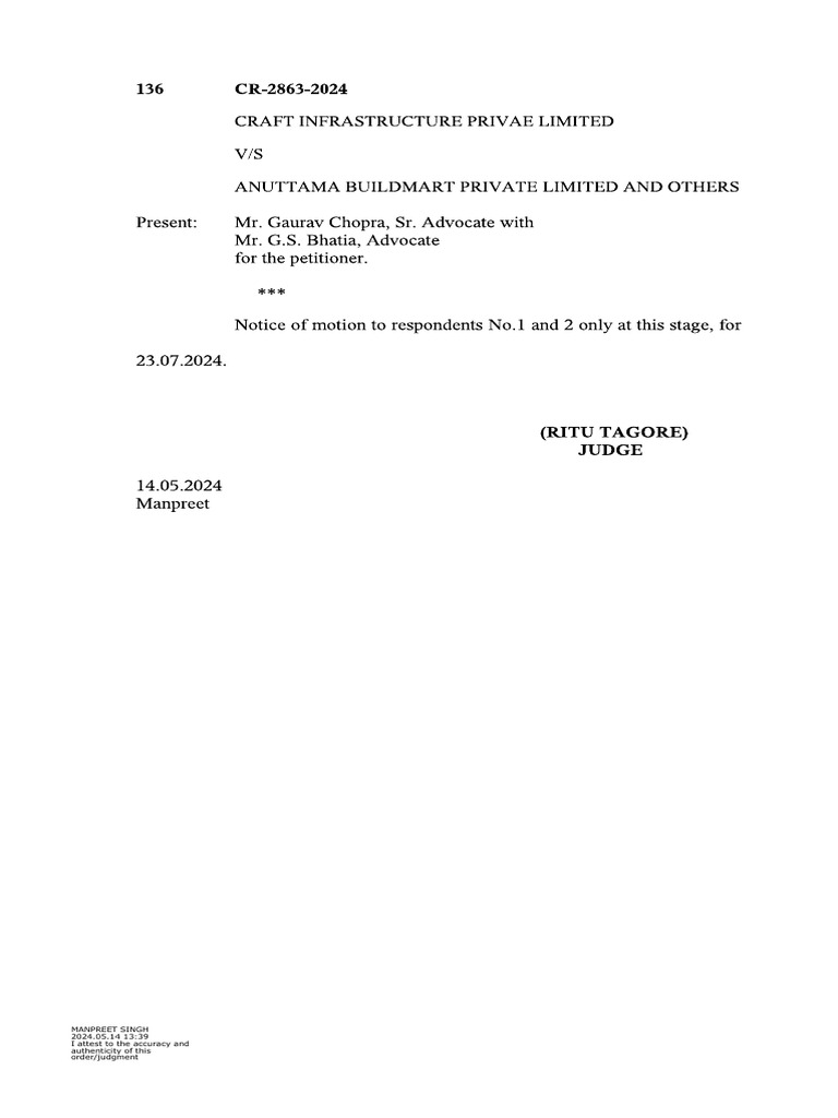 CR 2863 2024 14 05 2024 Interim Order | PDF
