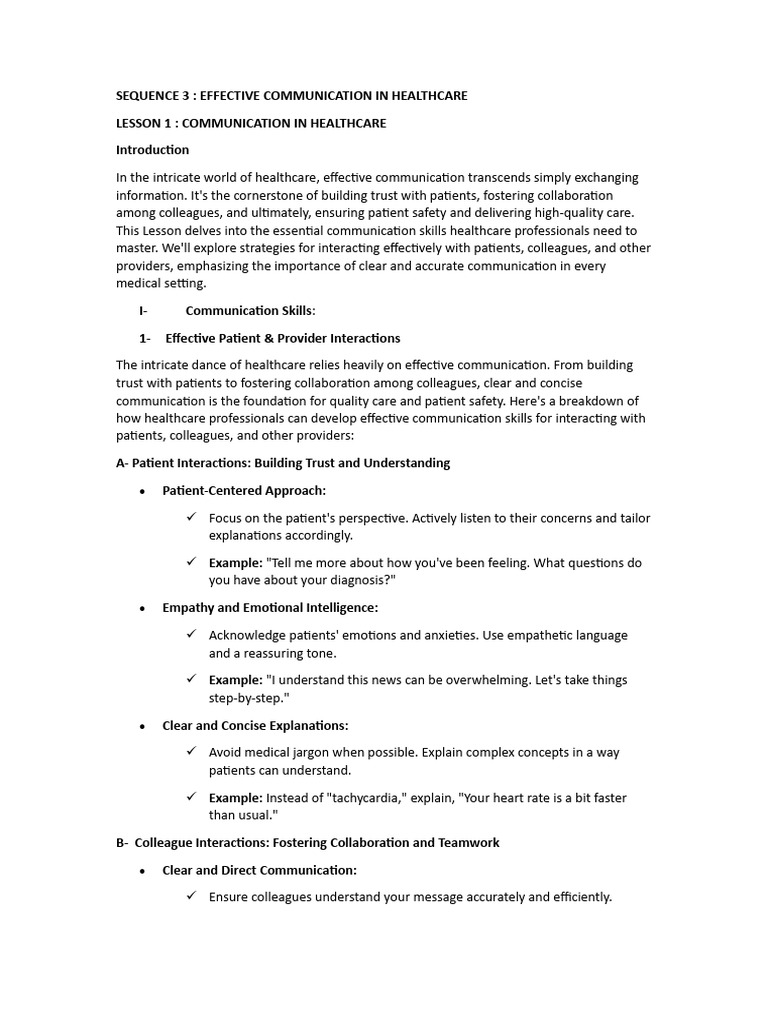 Lesson 1communication in Healthcare | PDF | Grammatical Tense | Communication