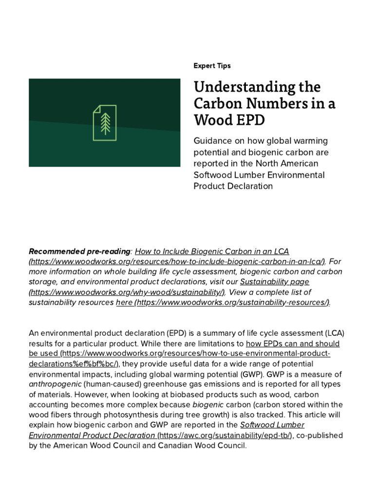 Understanding The Carbon Numbers in A Wood EPD | PDF | Life Cycle ...