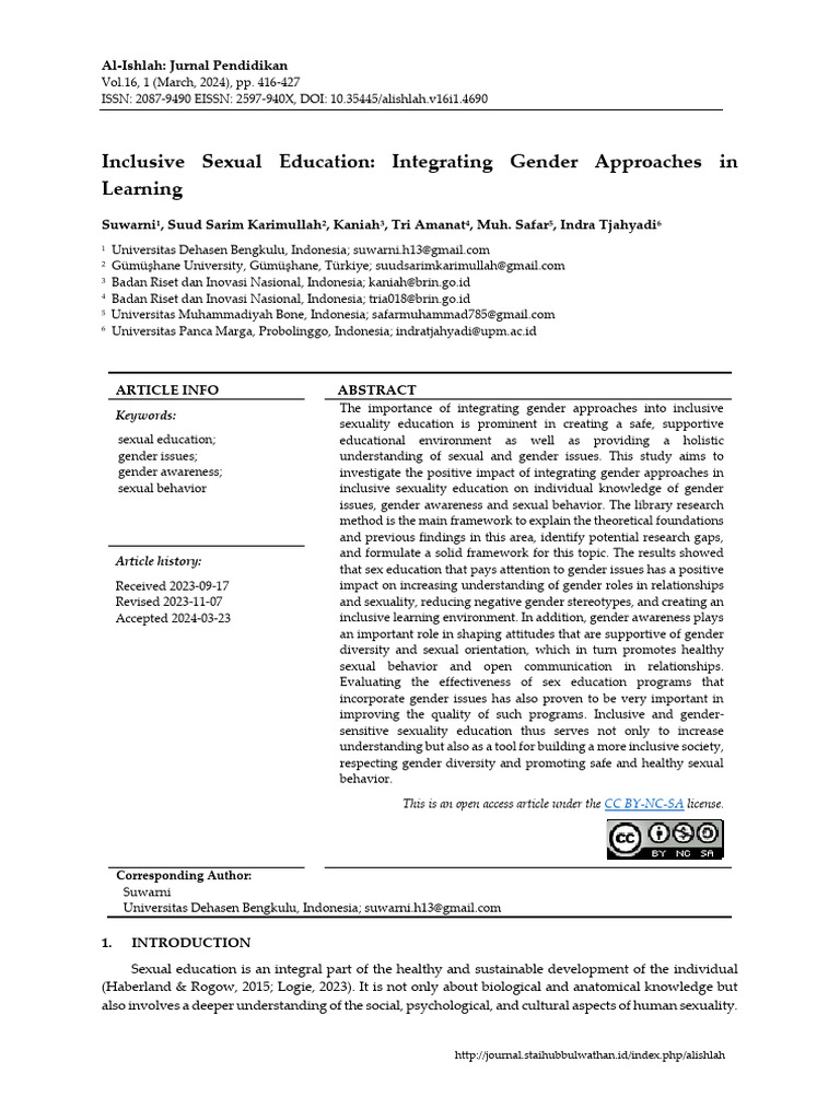 Inclusive Sexual Education Study | PDF | Sex Education | Gender Studies