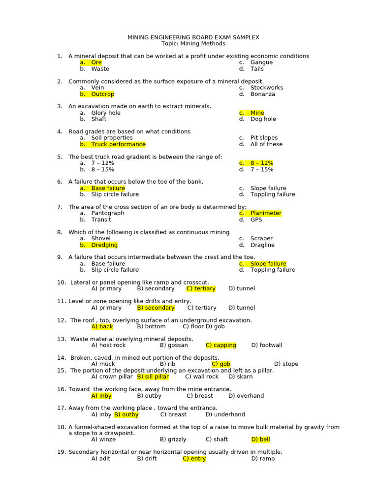 BSEM Samplex - Mining Methods | PDF | Mining | Heavy Industry