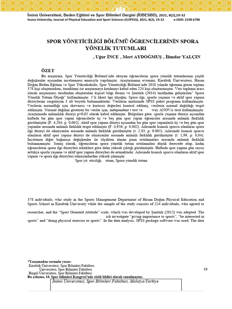 Spor Y - Neticili - I B - L - M - Rencilerinin Spora Y - Nelik Tutumlar - (#960863) - 1854799 | PDF