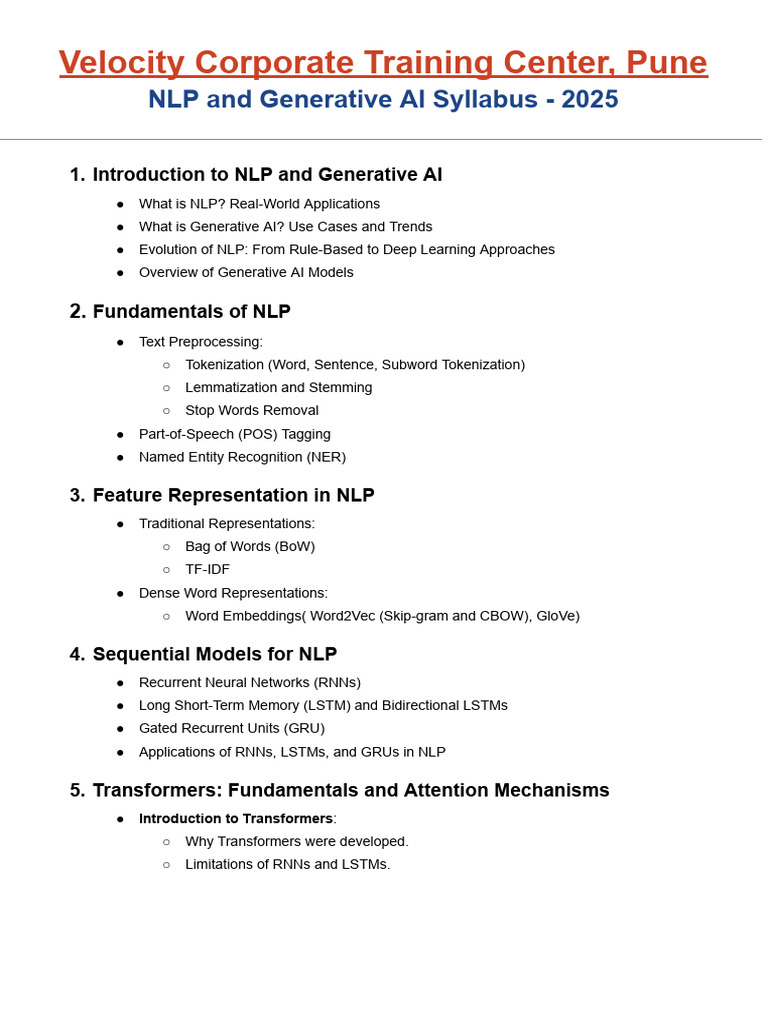 NLP and Generative AI Syllabus - 2025 | PDF | Artificial Intelligence ...