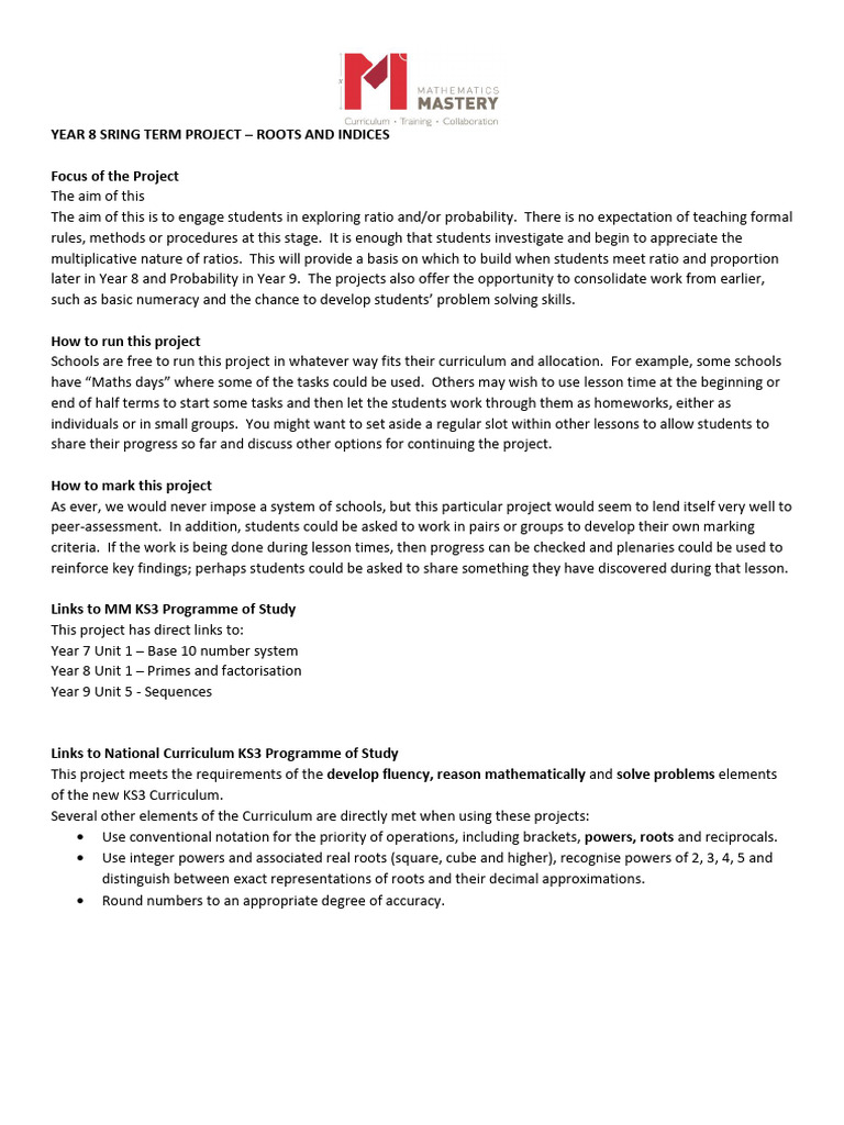 Projects Oultine Y8 Spring | PDF | Decimal | Numbers