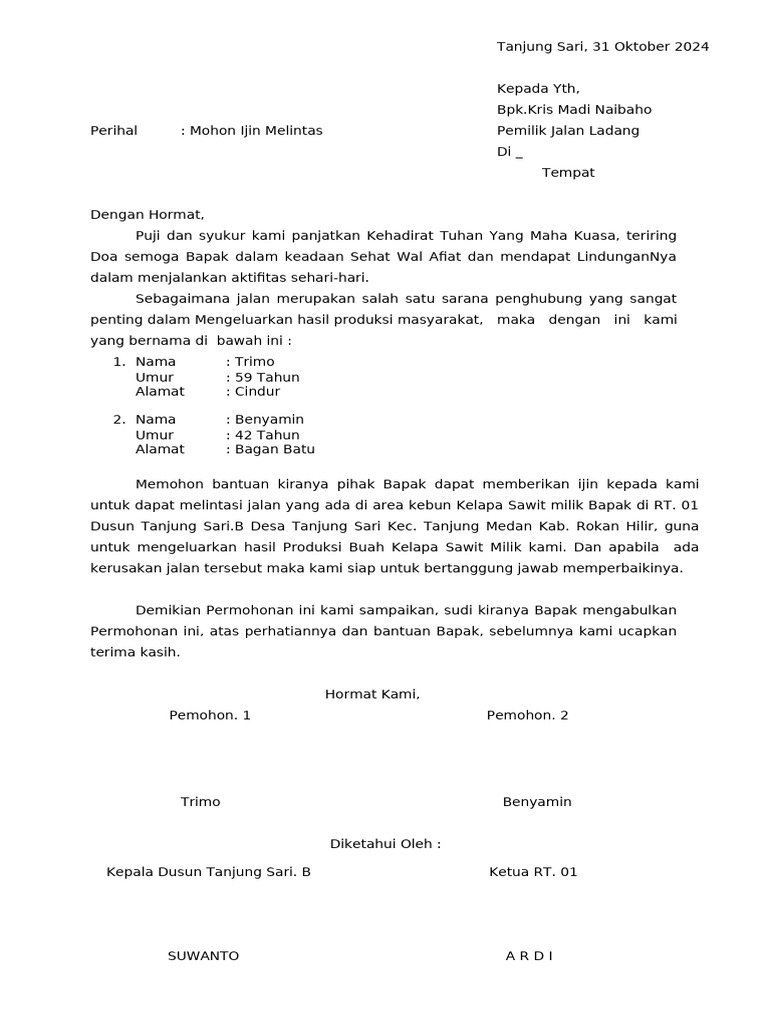 mohon IJIN MELINTAS | PDF