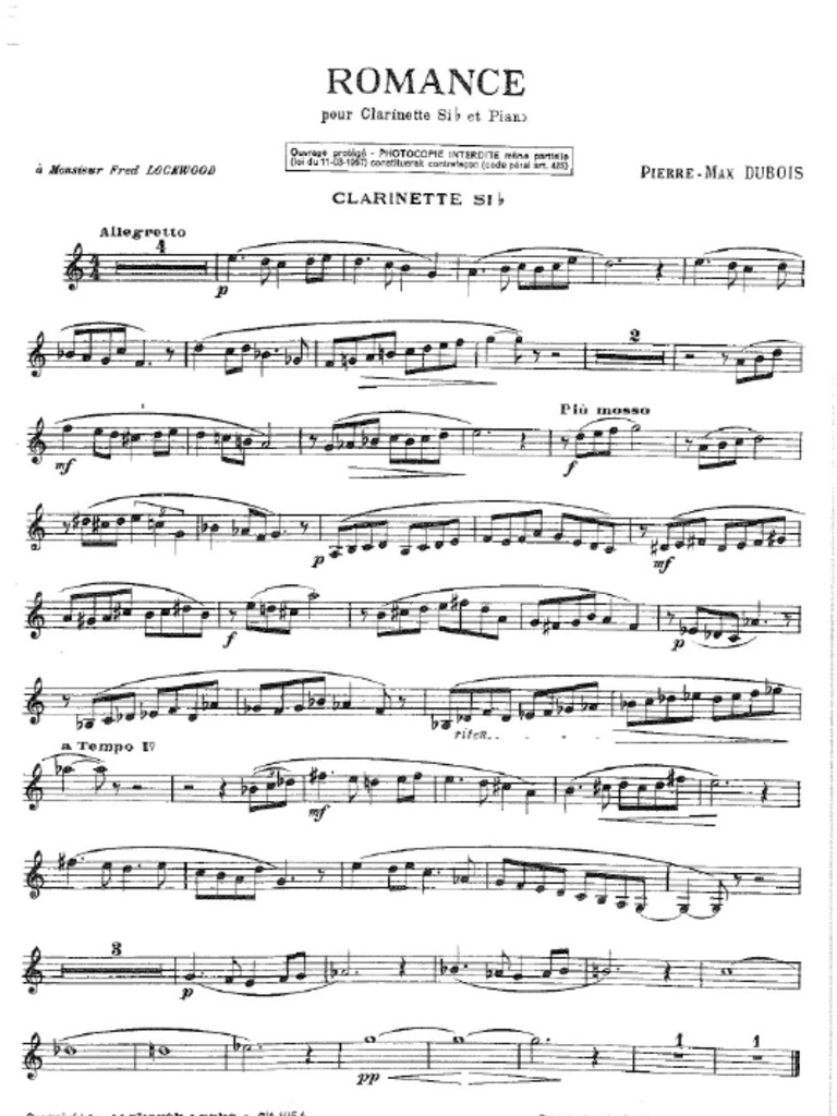 PMDubois Romance Clarinet Part | PDF