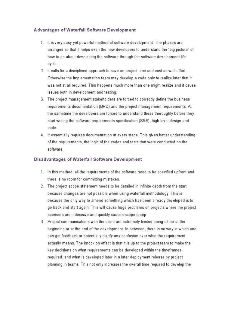 Advantages and Disadvantages of SDLC Methodolgoy | PDF | Software ...