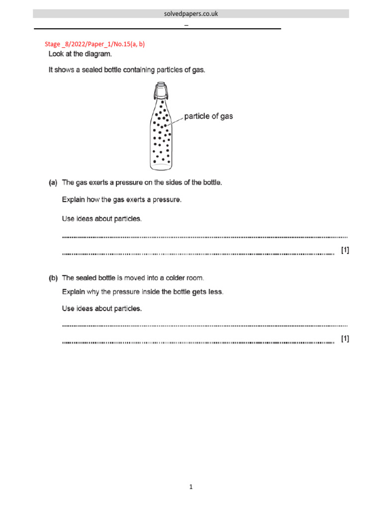 2023 2 Particles Theory Pressure in Gases and Liquids - Checkpoint Sec ...