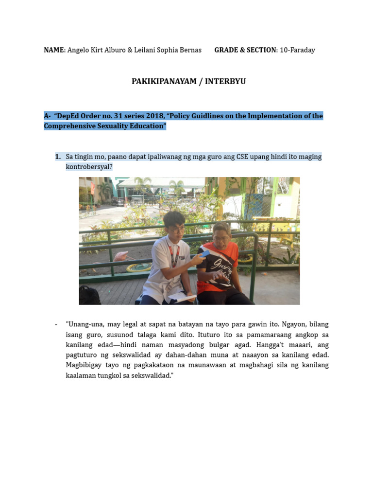 Filipino Interview | PDF