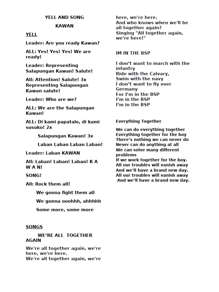 Kawan Yell and Song | PDF