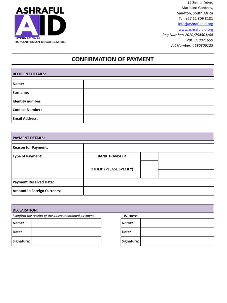 Confirmation of Payment - XLSX - Sheet1 | PDF