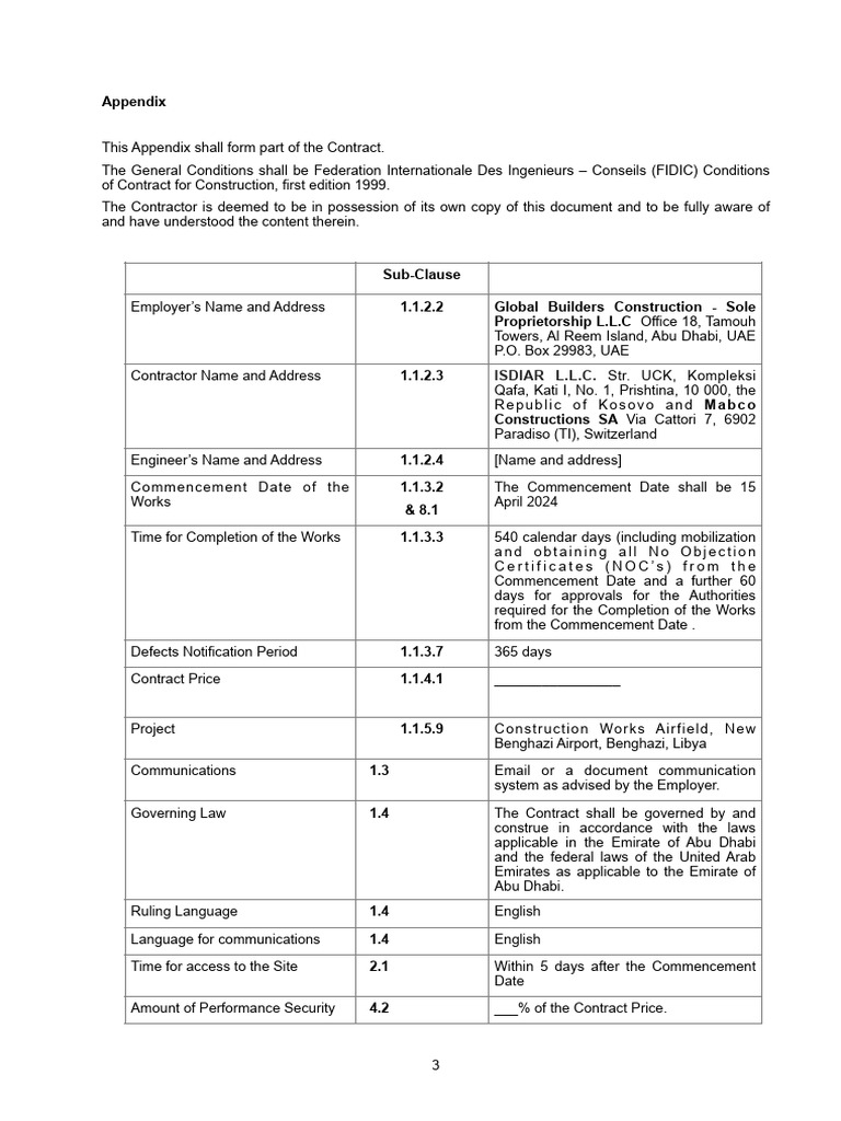 Terminals Holding - Bengazi Airfield - Particular Conditions - Legal ...