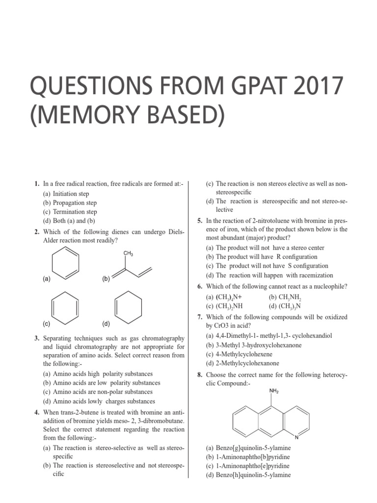 Gpat 2017 Question Paper | PDF