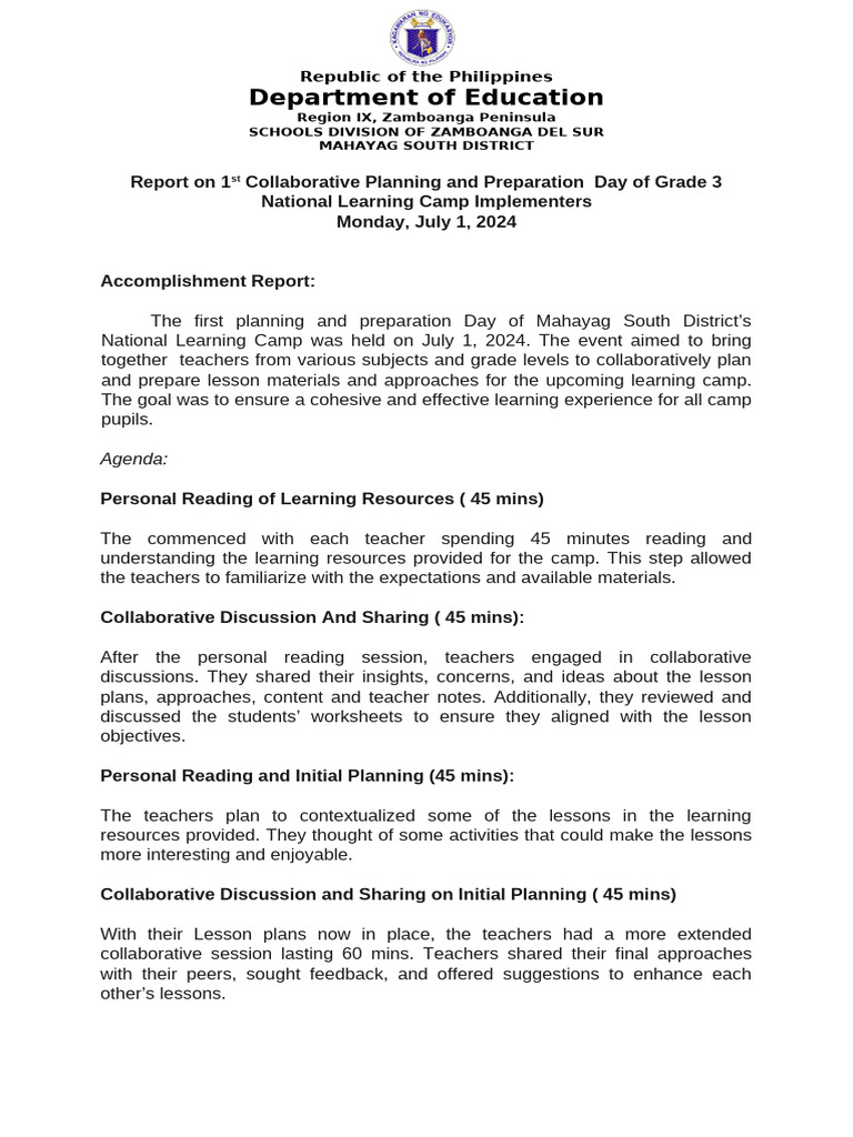 NLC Monday Collaborative Day | PDF | Teachers | Lesson Plan