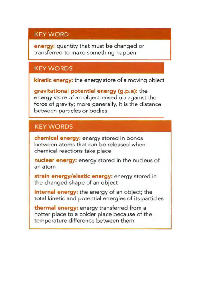 Definitions Formulas Energy Work Power | PDF