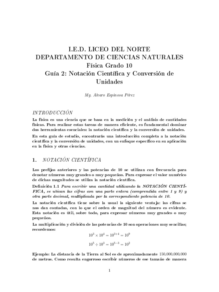 Guia 2 Notaci-N Cientifica-Conversiones-2025 | PDF | Exponenciación | Pie (unidad)