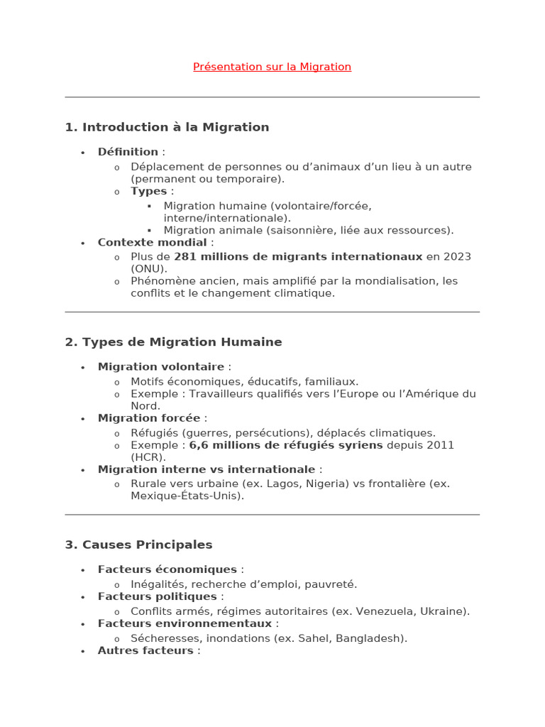 Comprendre la Migration : Types et Enjeux | PDF | Migration humaine ...