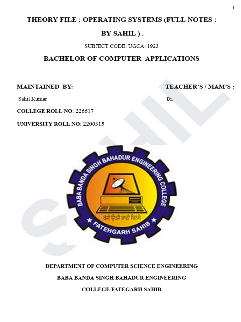 Operating Systems Theory (4th Sem) . | PDF | Operating System | Thread (Computing)