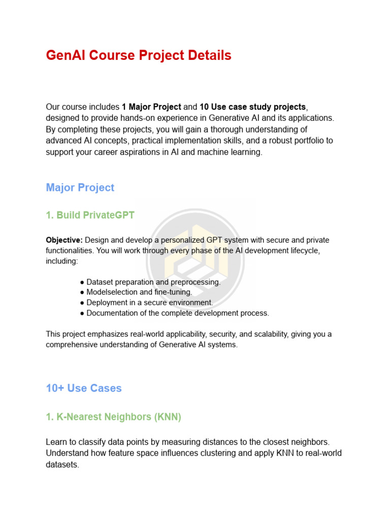 Genai Course Project Details | PDF | Artificial Intelligence | Intelligence (AI) & Semantics