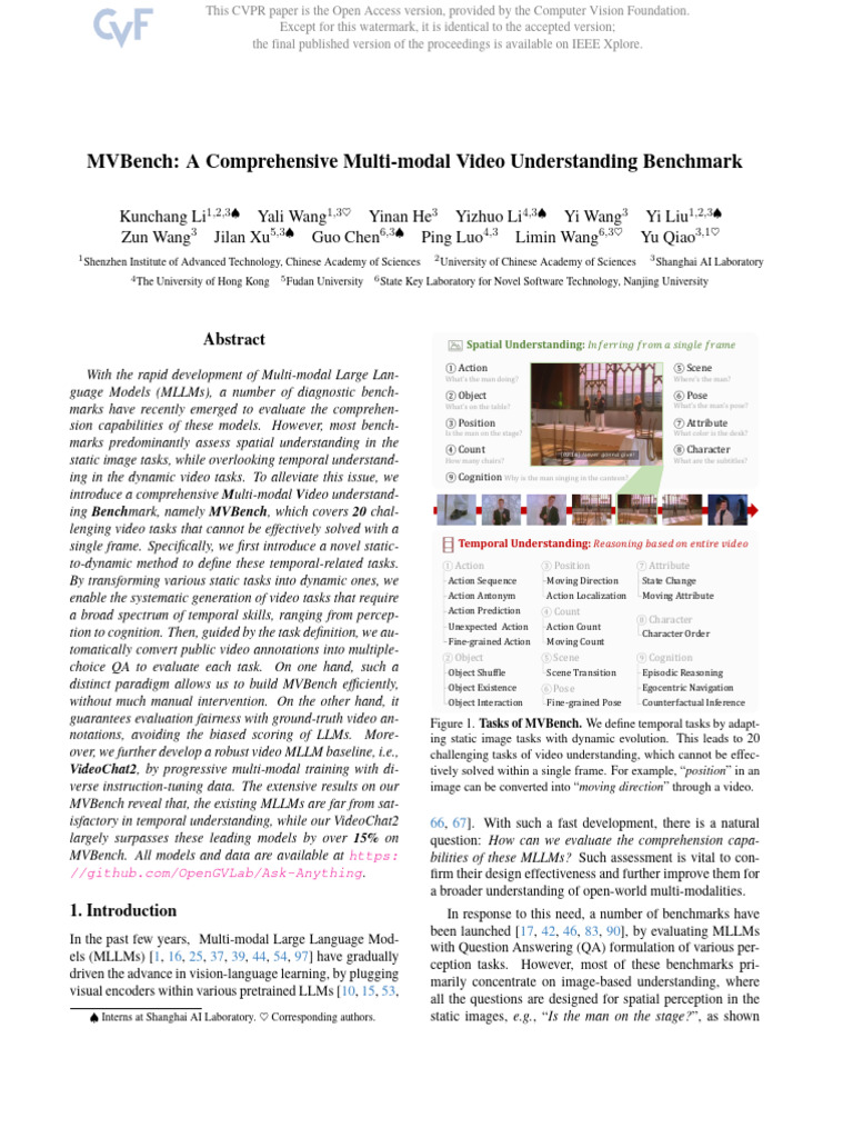 Li MVBench A Comprehensive Multi-Modal Video Understanding Benchmark CVPR 2024 Paper | PDF ...