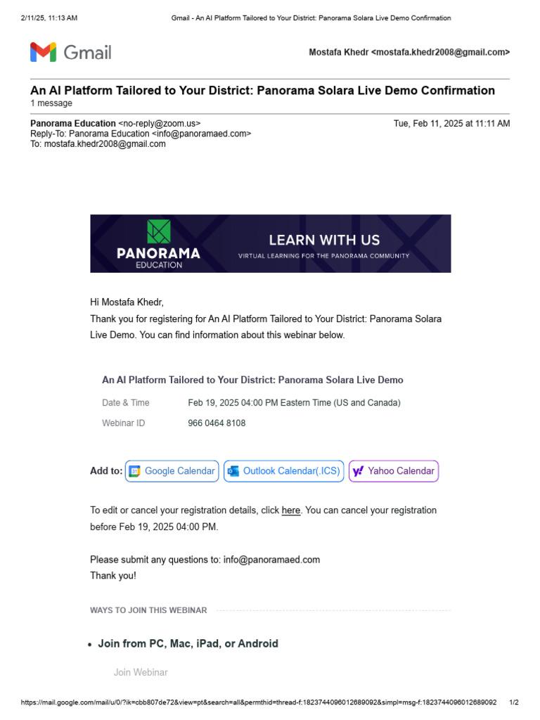 Gmail - An AI Platform Tailored to Your District_ Panorama Solara Live Demo Confirmation | PDF ...
