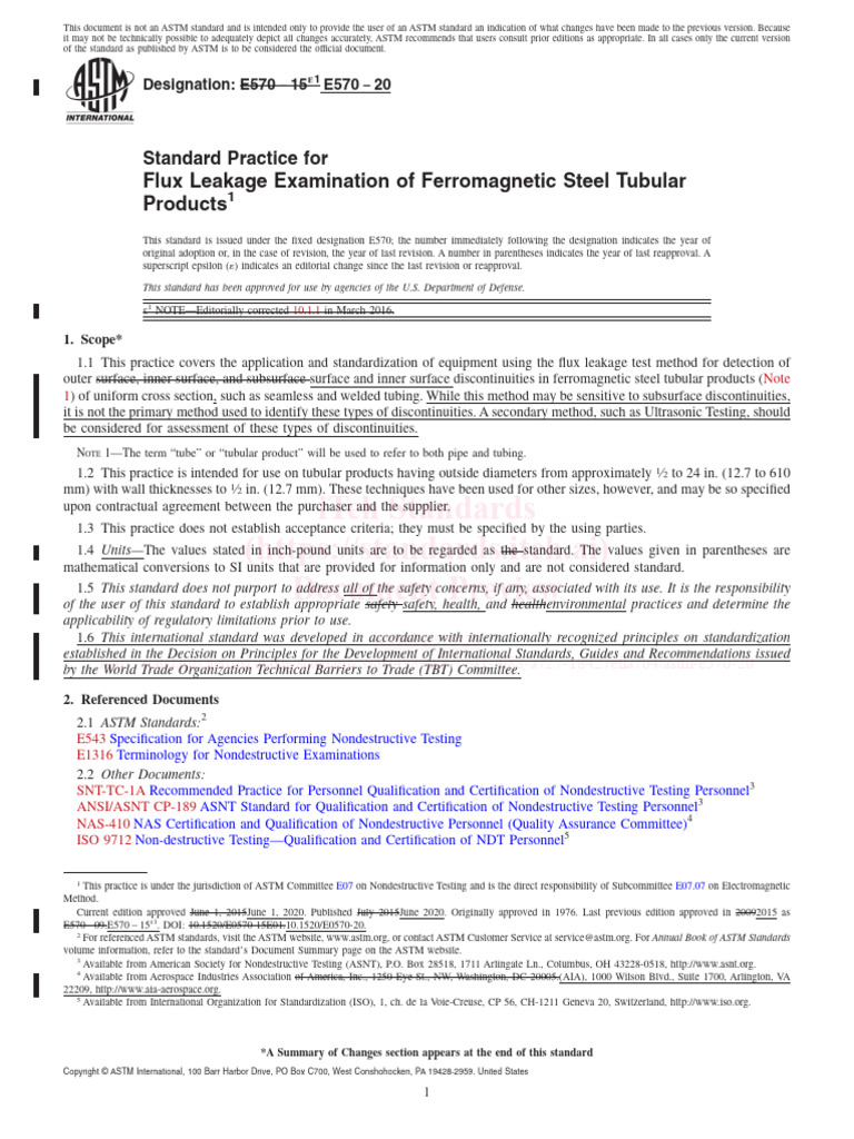 ASTM-E570-20 | PDF | Nondestructive Testing | Magnetic Field