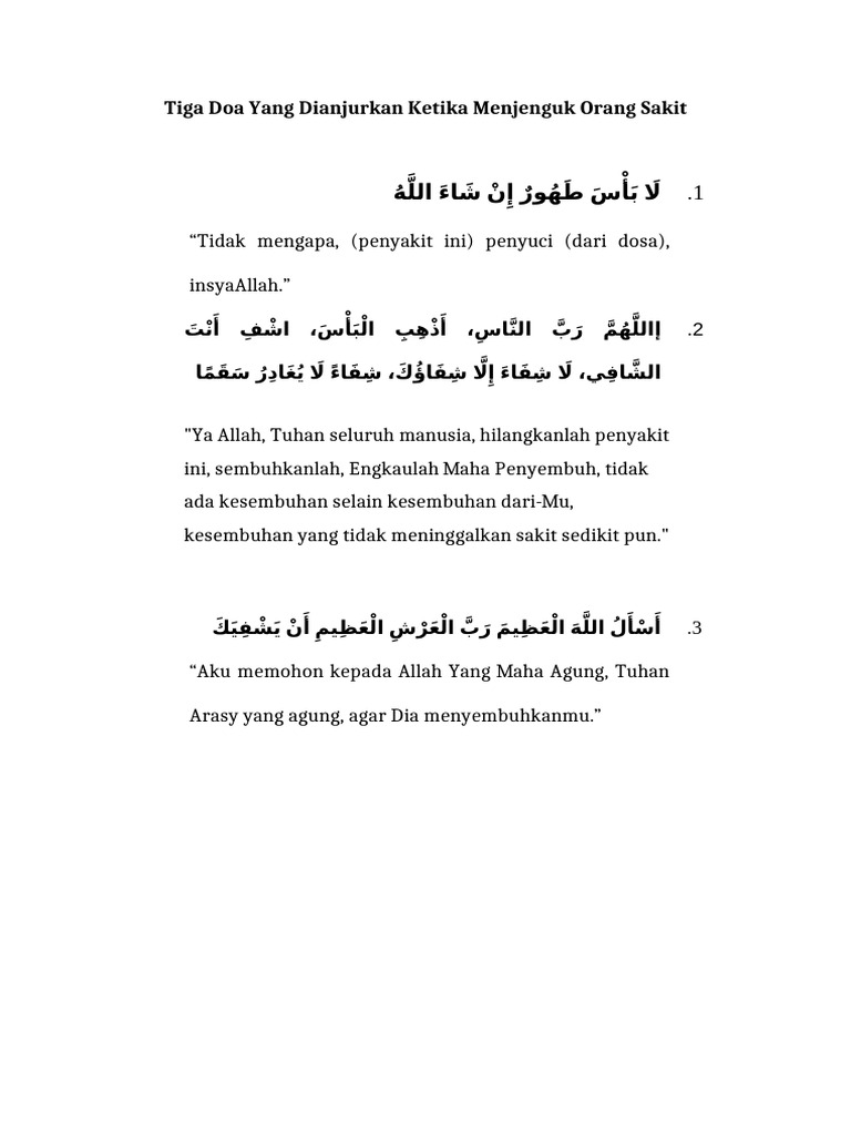 Doa Menjenguk Orang Sakit yang Dianjurkan | PDF