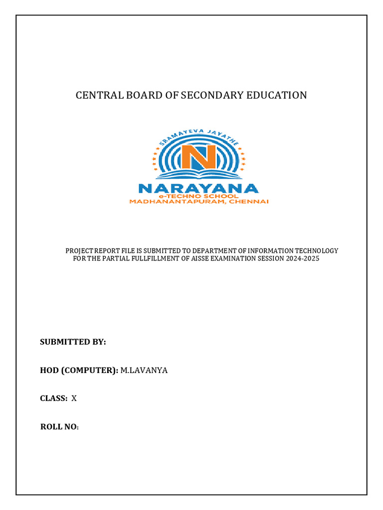 Information Technology Class x Project File 24-25 | PDF | Databases ...