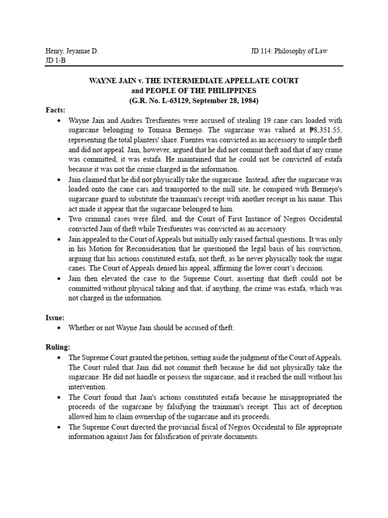 Supreme Court Ruling on Theft vs. Estafa | PDF | Appellate Court | Theft