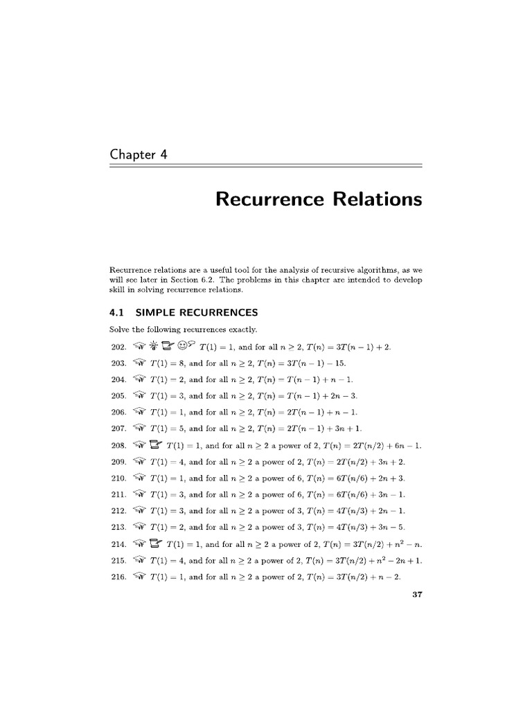 Problemas Capitulo4 Parperry and Gasarch Relaciones de Recurrencia | PDF