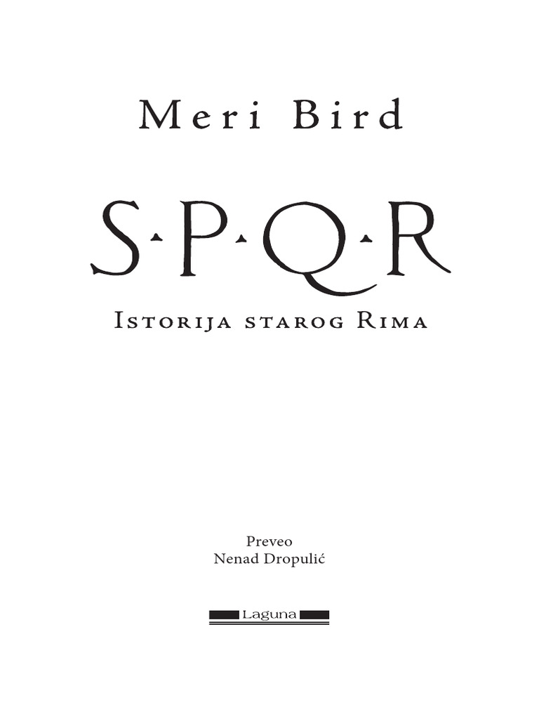 SPQR Istorija Starog Rima Meri Bird | PDF
