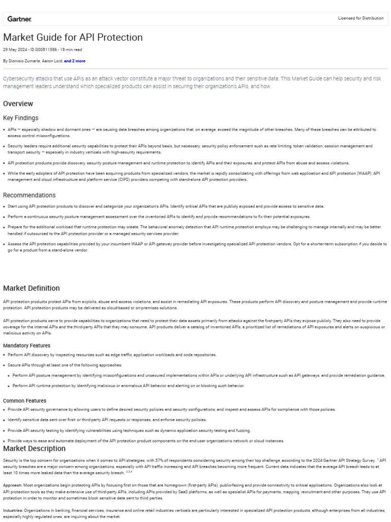 2024 Gartner Market Guide For API Security | PDF | Computer Security ...