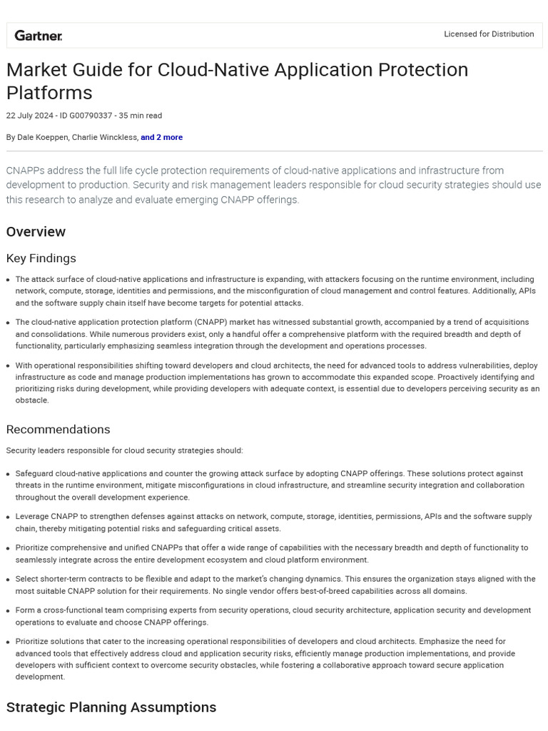 2024 Gartner Market Guide For CNAPPs | PDF | Cloud Computing | Computer Security