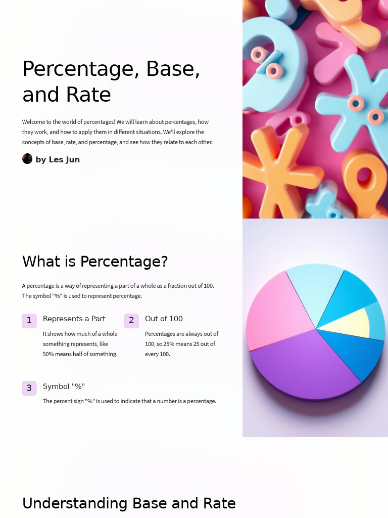 Understanding Percentages: Base & Rate | PDF | Percentage | Arithmetic
