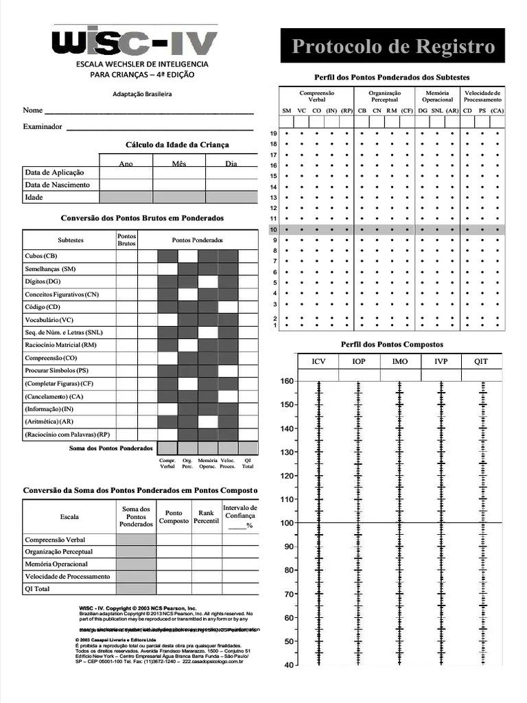 PDF Protocolo de Registro Wisc IV - Compress | PDF
