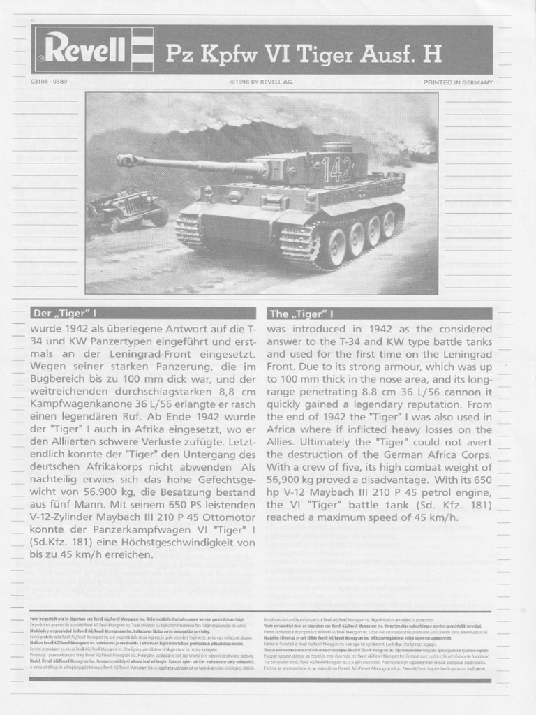Revell 1:72 Pz Kpfw VI Tiger Ausf. H | PDF