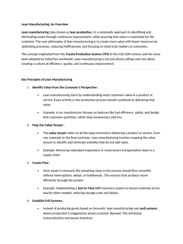 Lean Manufacturing Overview and Benefits | PDF | Lean Manufacturing ...