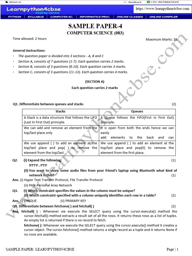 TERM - 2 - XII - Computer SC - ANS | PDF | Transmission Medium | World Wide Web