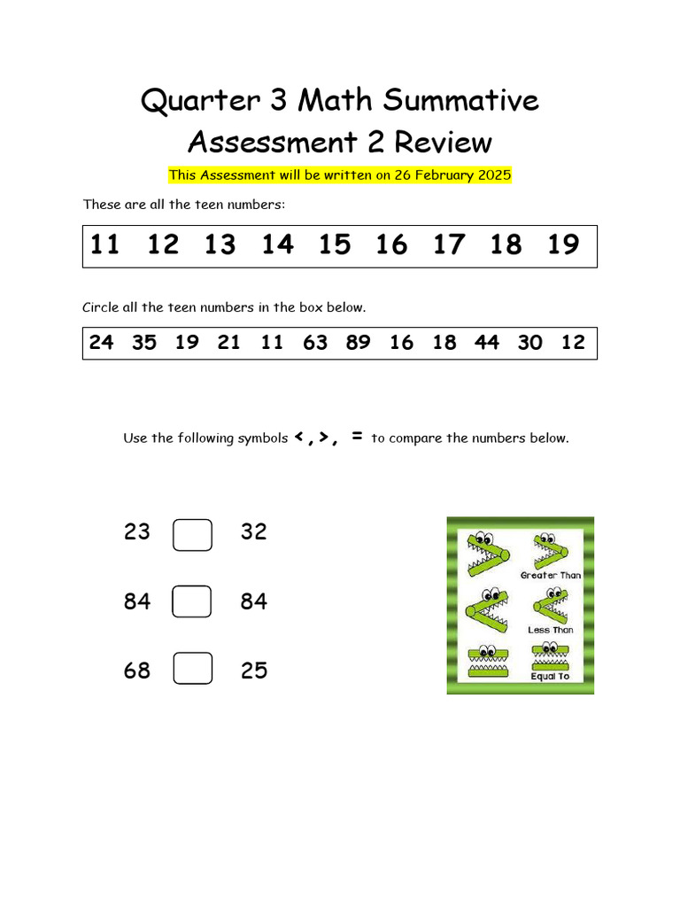 Grade 1 Numeracy Skills Review | PDF | Evaluation Methods ...