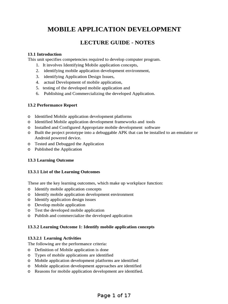 MOBILE APPLICATION DEVELOPMENT | PDF | Mobile App | Android (Operating System)