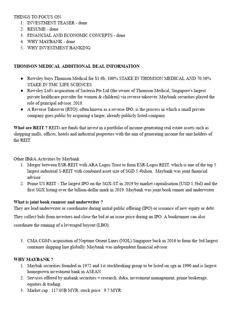 MAYBANK IB&A INTERVIEW | PDF | Behavioral Economics | Real Estate ...