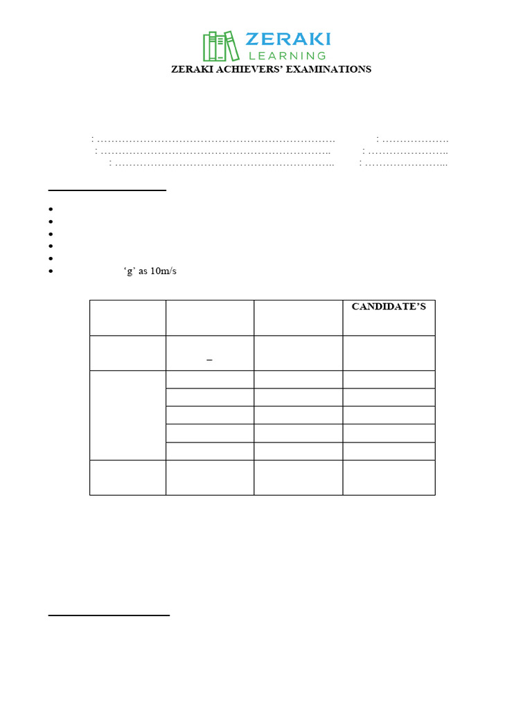 Physics - Physics Form 3 Paper 1 - Question Paper | PDF | Force | Velocity