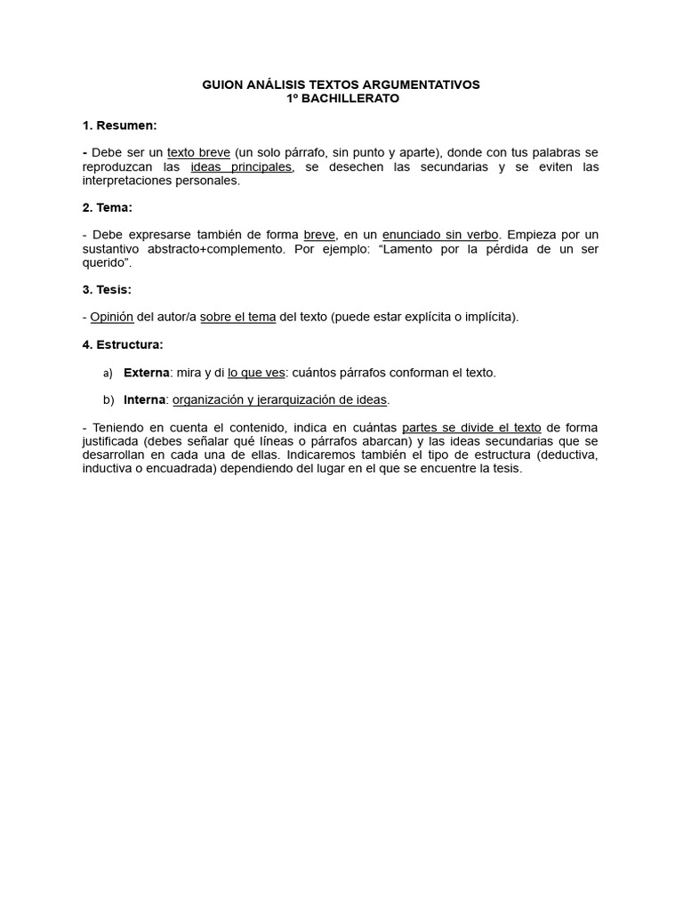 GUION ANÁLISIS TEXTOS ARGUMENTATIVOS | PDF
